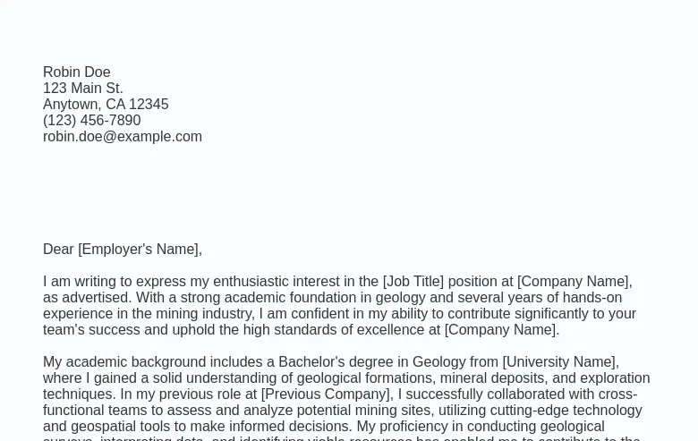 Exploratory Cover Letter