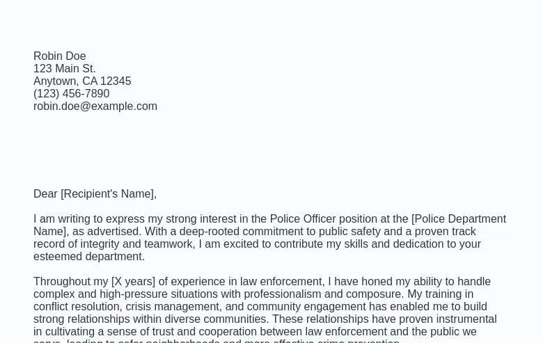 Police Cover Letter Sample