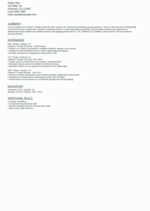 Children's Theatre Resume Sample Template (Free Download)