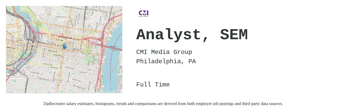 Analyst, SEM Job in Philadelphia, PA at CMI Media Group