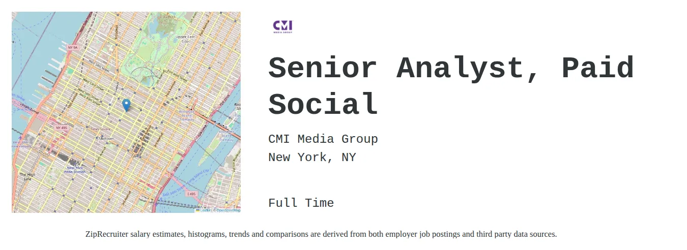 Senior Analyst, Paid Social Job in Manhattan, NY at CMI Media Group