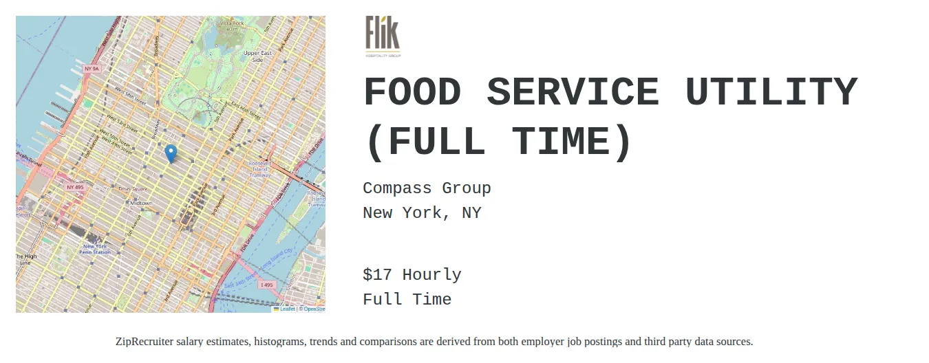 Flik Hospitality Group FOOD SERVICE UTILITY (FULL TIME) Job Manhattan